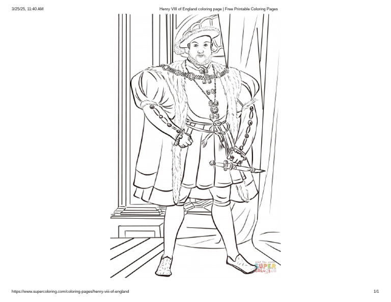 Henry VIII of England Coloring Page - Free Printable Coloring Pages | PDF
