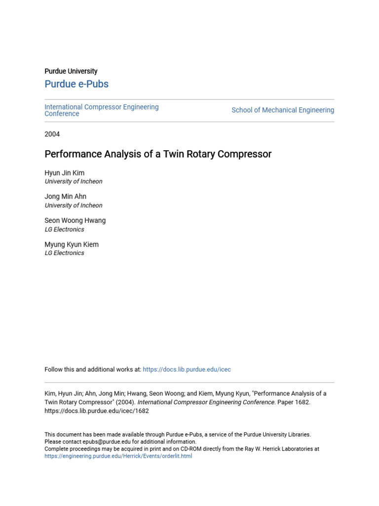 Performance Analysis of A Twin Rotary Compressor | PDF | Mechanical ...