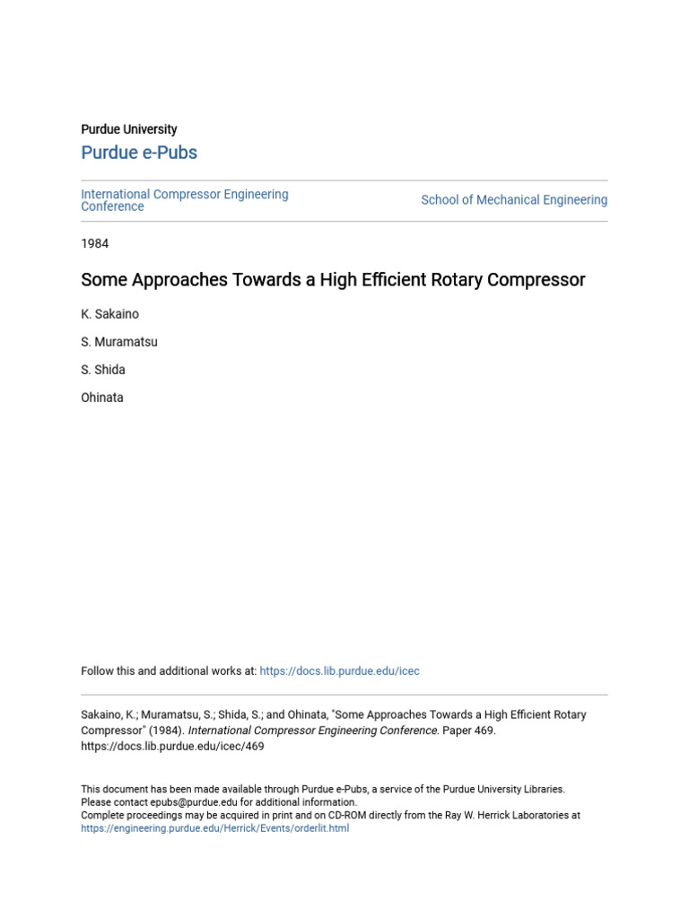 Some Approaches Towards A High Efficient Rotary Compressor | PDF ...