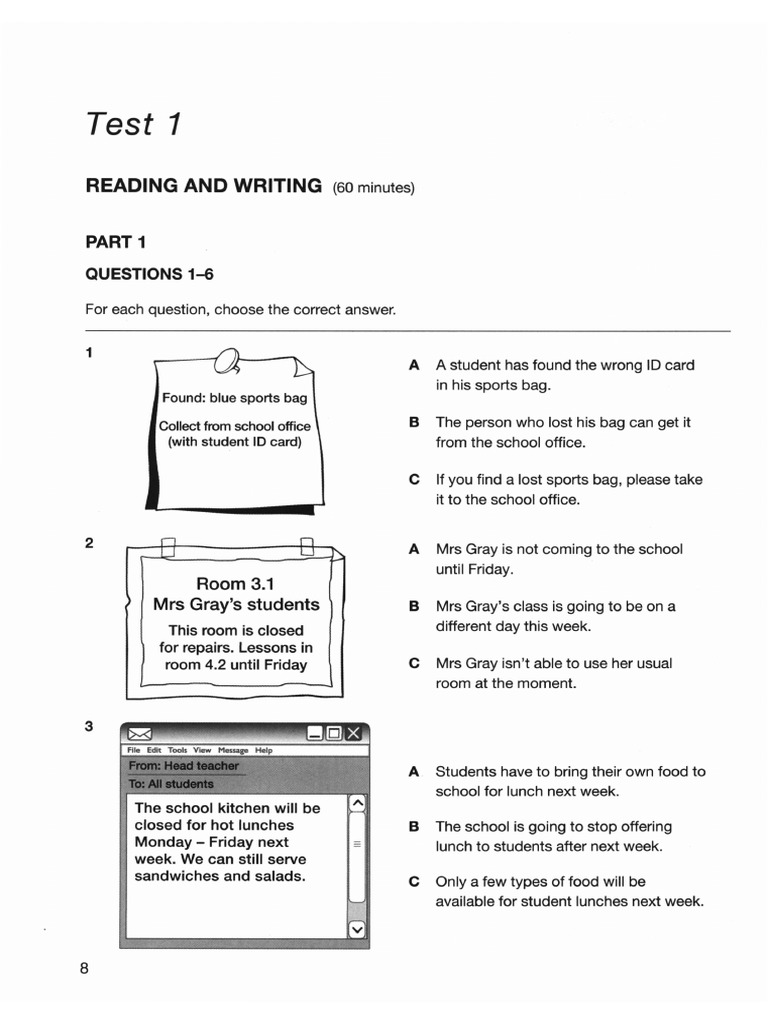KET Reading&writing Exercise I Part1-4 | PDF