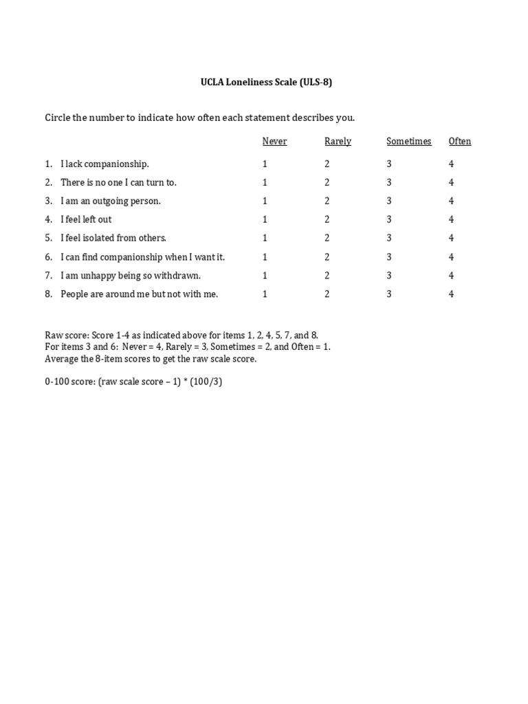 UCLA Loneliness Scale | PDF