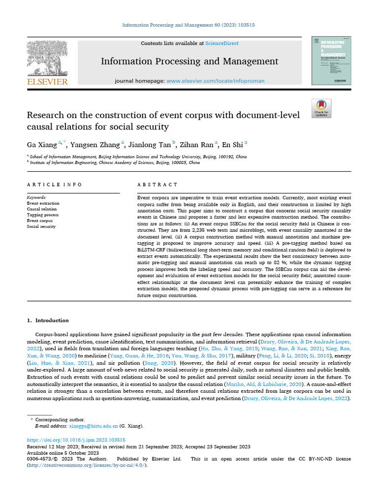 Research On The Construction of Event Corpus With Document-Level Causal Relations For Social ...