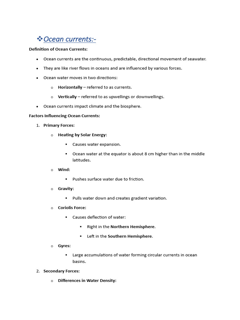 w.g Ocean Currents | PDF | Oceans | Environmental Science