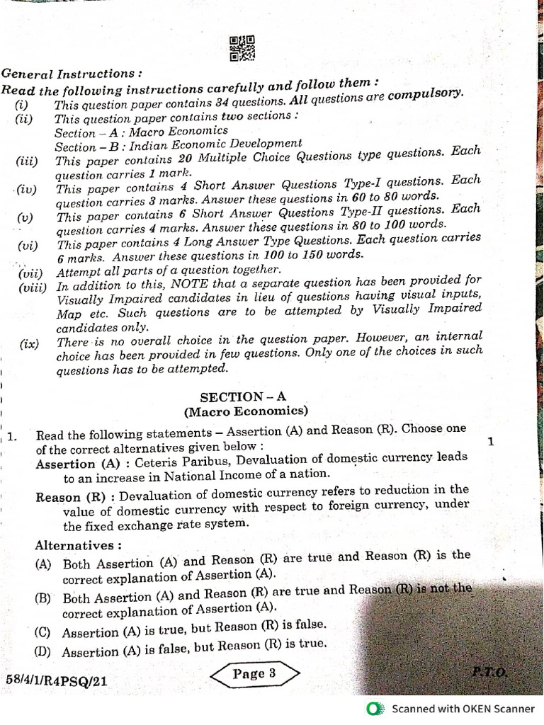 12 Economics_ Board paper_DIFFERENT REGION | PDF