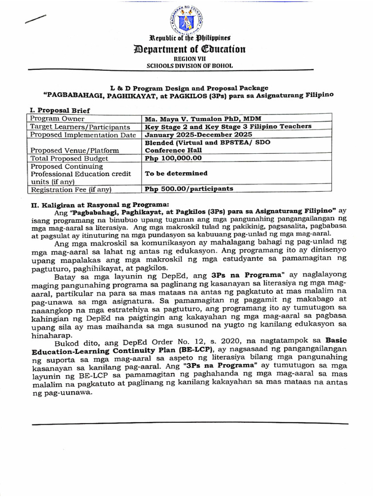 LD-PROGRAM-DESIGN-3Ps-para-sa-Asignaturang-Filipino | PDF