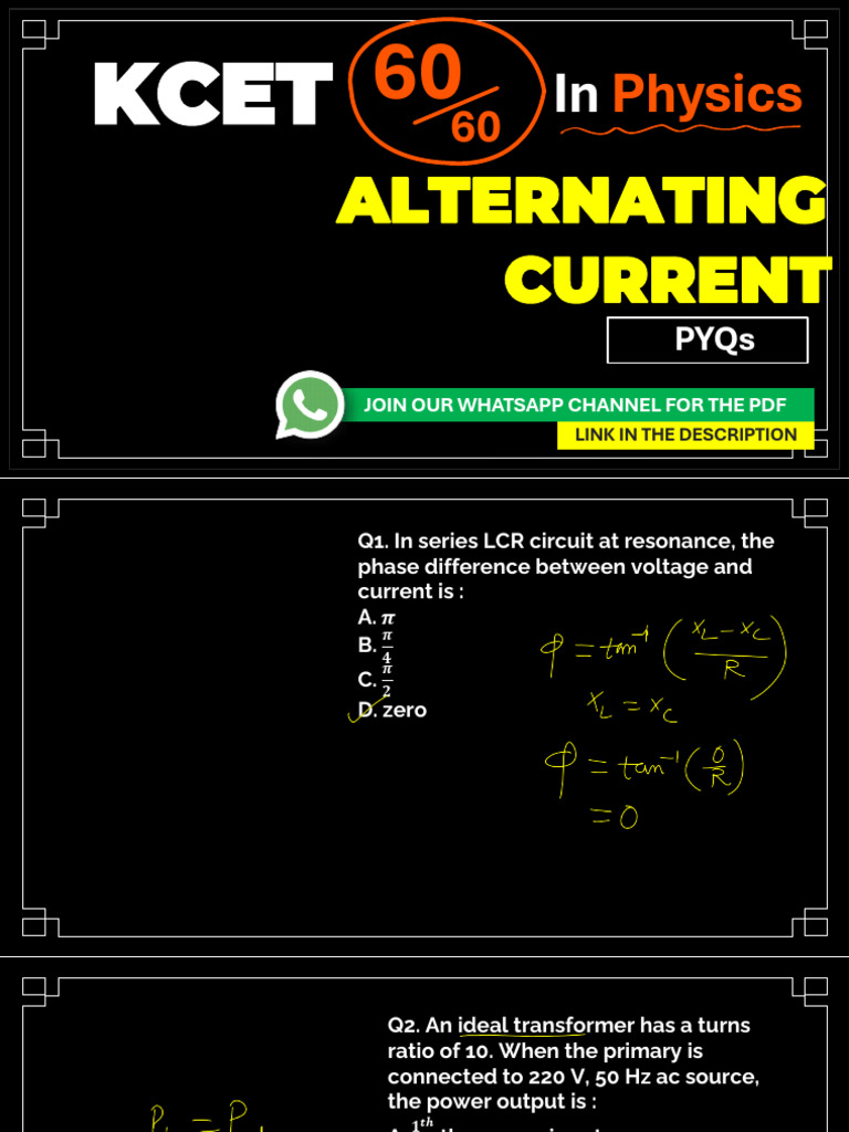 Alternating Current PYQs | PDF | Alternating Current | Electrical Impedance