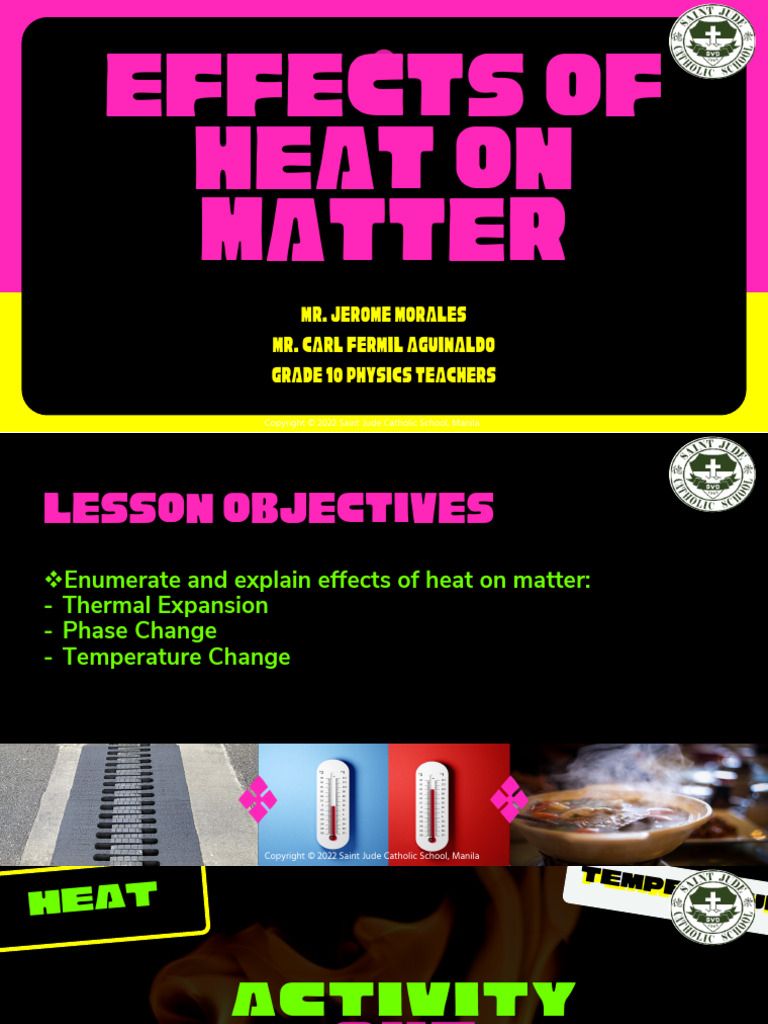 Lesson 18 - Effects of Heat On Matter | PDF | Temperature | Heat