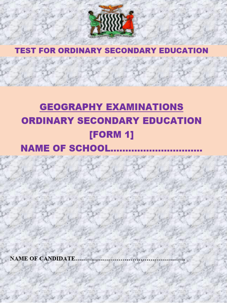 Form 1 Geography Exam 2025 | PDF | Earth | Latitude
