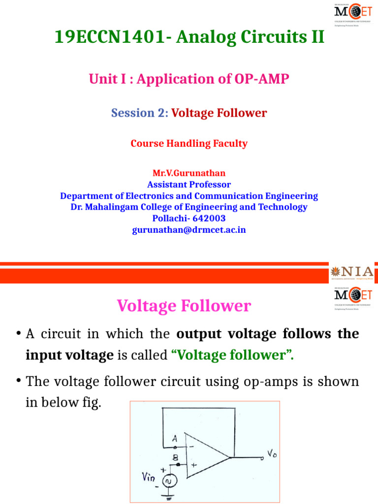 Voltage Follower Circuit Overview | PDF | Amplifier | Operational Amplifier