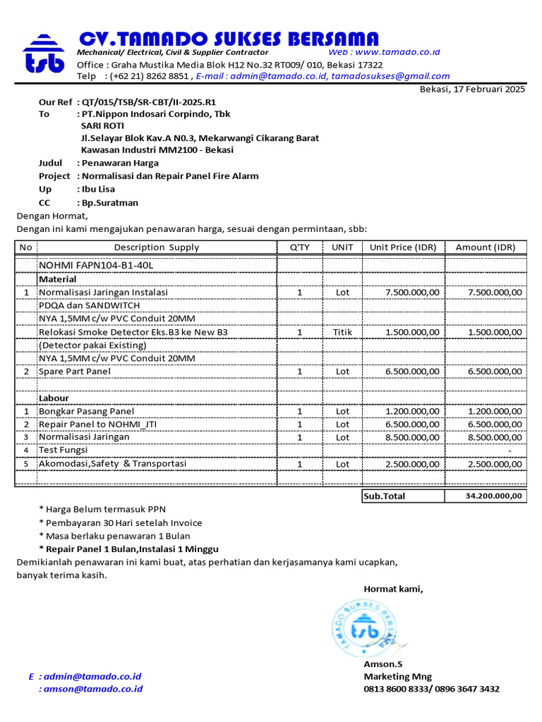 Penawaran Harga Fire Alarm 2025 | PDF