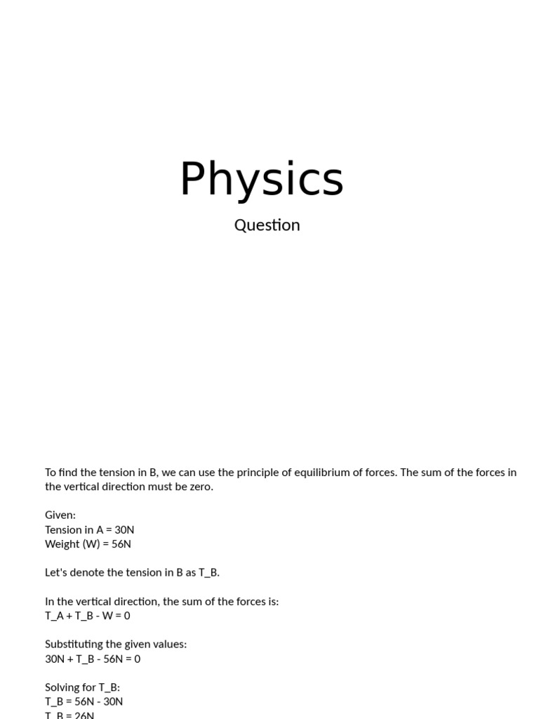 Calculate Tension in Physics Problem | PDF