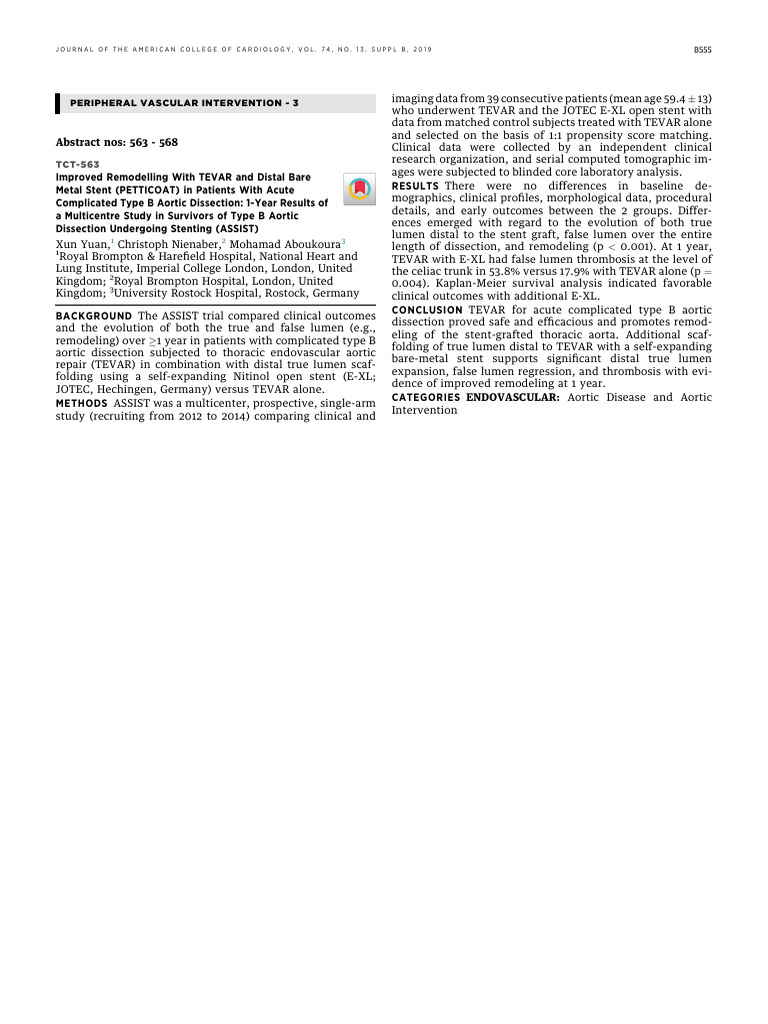 Aboukoura Et Al 2019 TCT 563 Improved Remodelling With Tevar and Distal ...