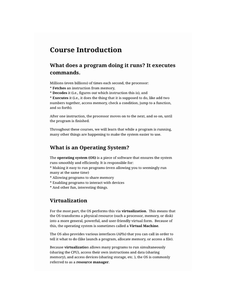 Intro To Os 1 Virtualization Introduction Intro To Operating Systems ...