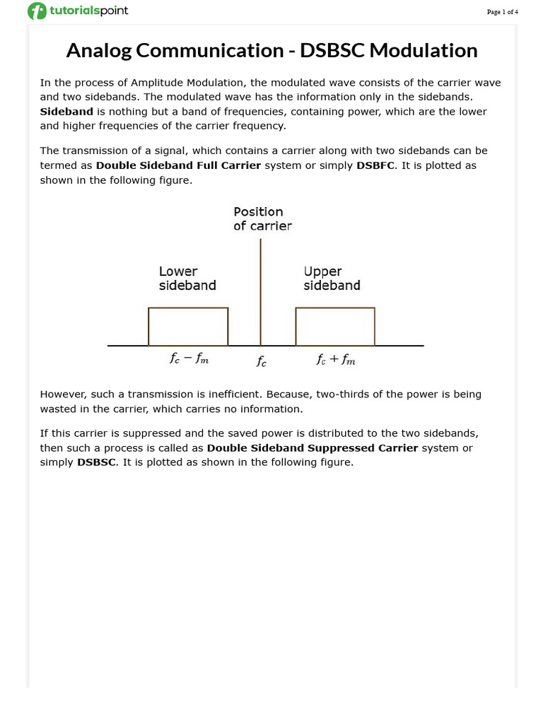 Analog Communication - DSBSC Modulation | PDF | Frequency Modulation | Wireless