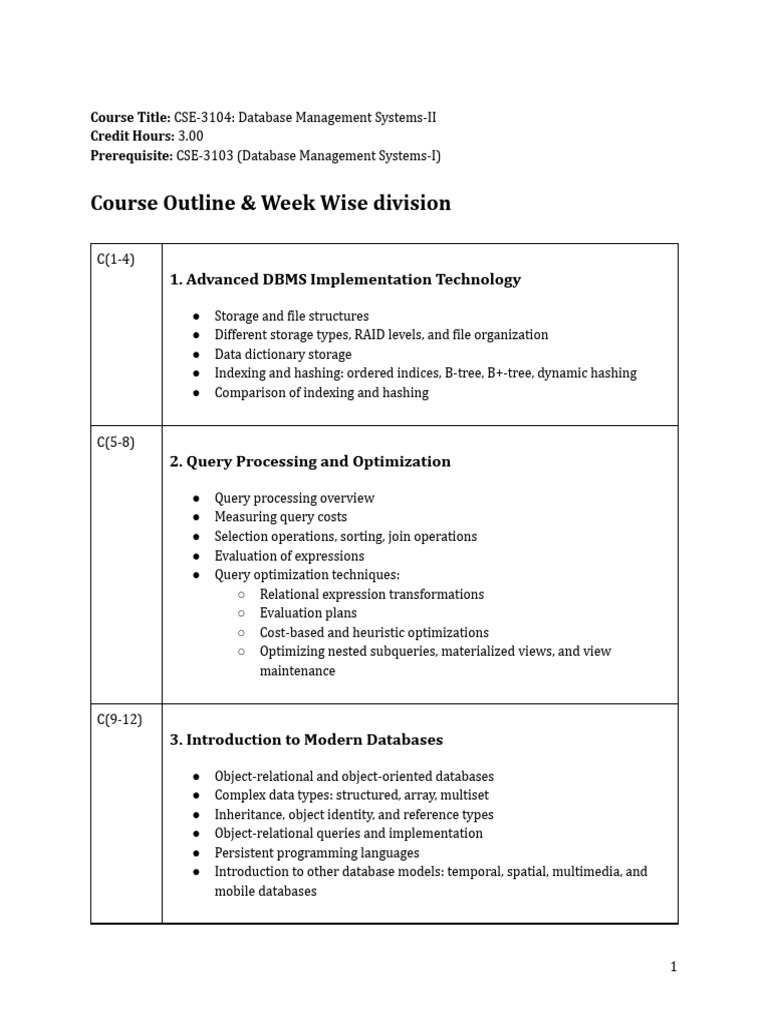 Course Title CSE-3104 Database Management Systems-II | PDF | Databases | Data