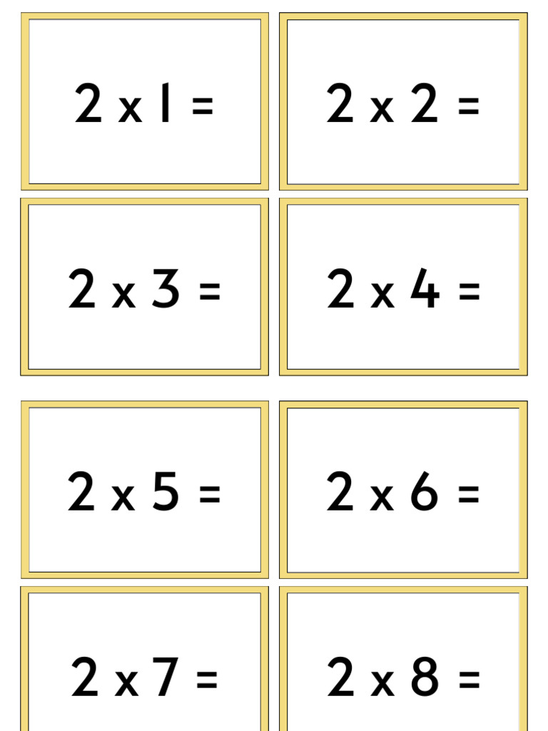 2x Times Tables Multiplication Flashcards | PDF