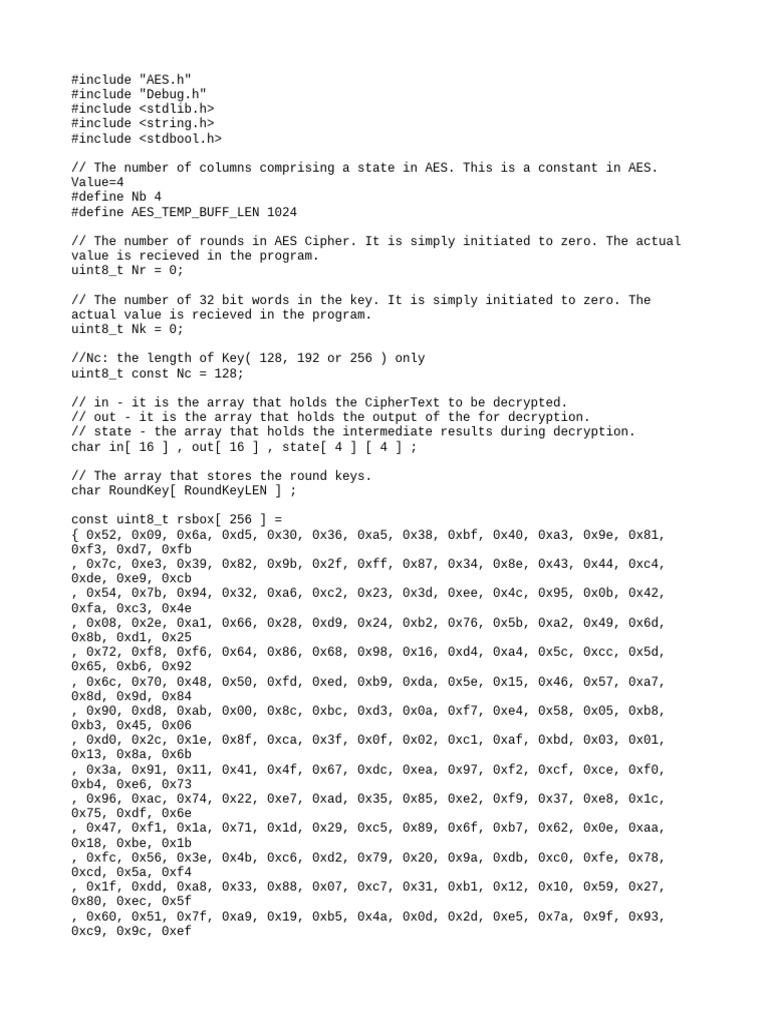 Chương trình thuật toán AES | PDF | Encryption | Computer Programming