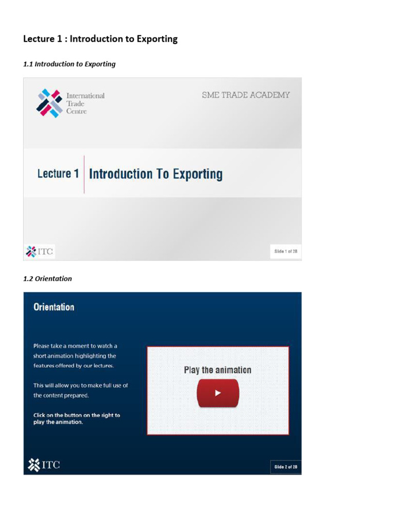 PDF Copy of Lecture 1 Introduction To Exporting-1 | PDF | Exports | Globalization