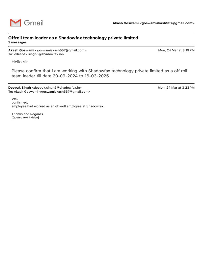 Offroll Team Leader As A Shadowfax Technology Private Limited | PDF