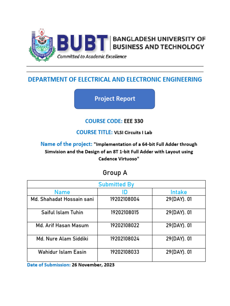 VLSI Mini Project Report | PDF | Electronic Circuits | Digital Electronics