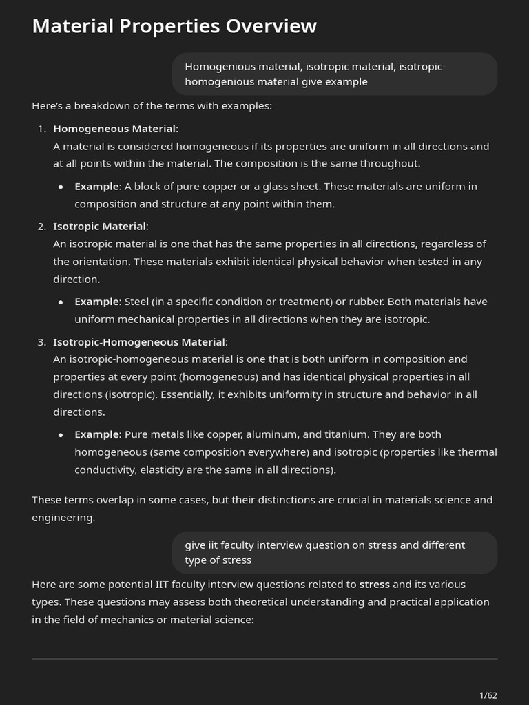 Material Properties: Homogeneity and Isotropy | PDF | Deformation ...