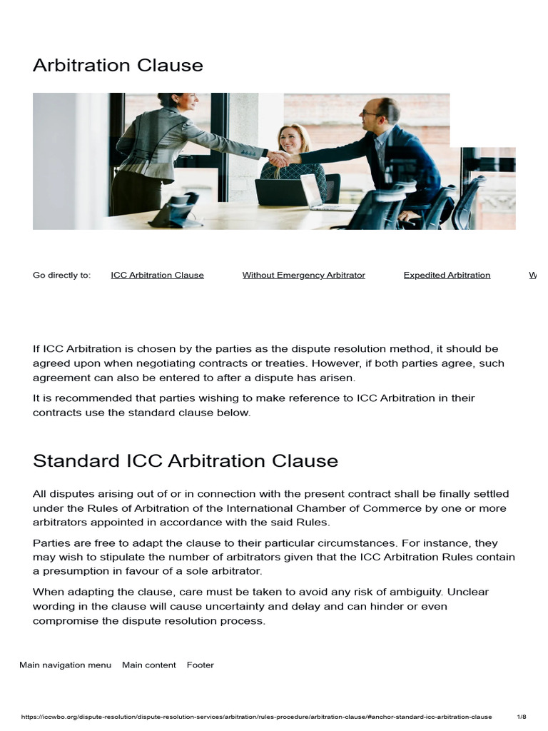 Arbitration Clause - ICC - International Chamber of Commerce | PDF | Arbitration | Mediation
