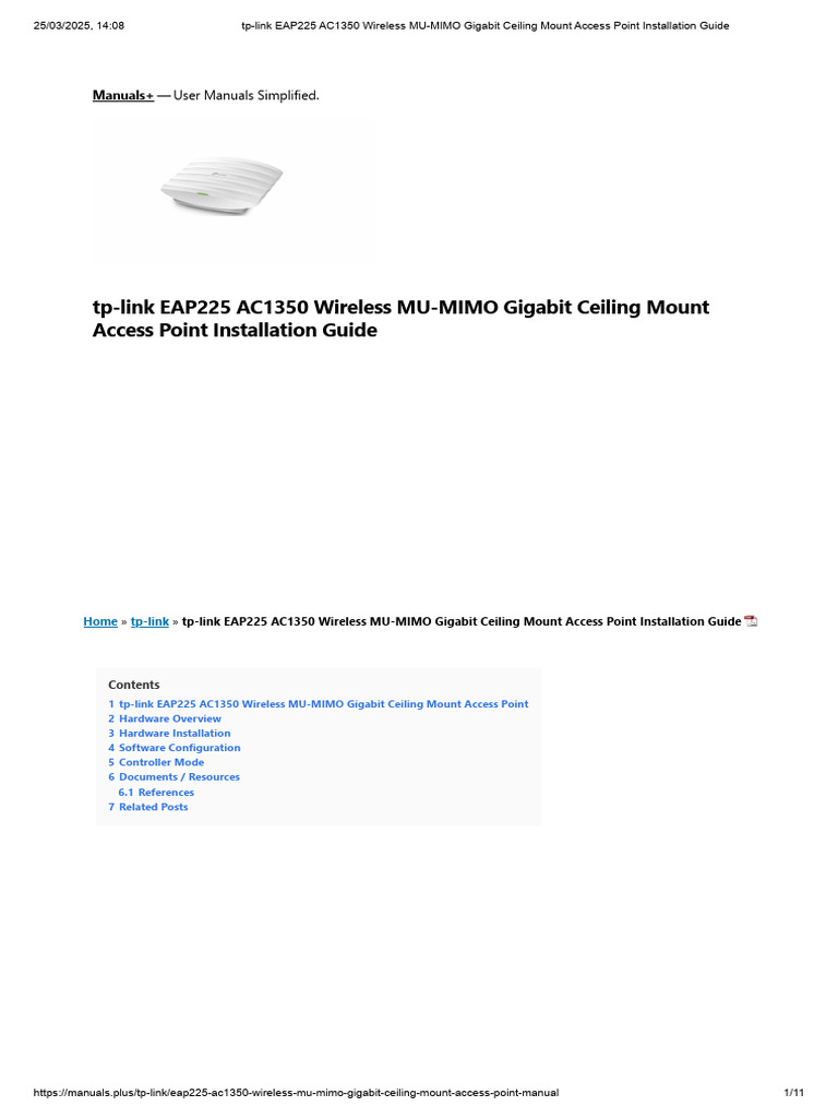 TP-Link EAP225 Installation Guide | PDF | Wireless Access Point | Computing