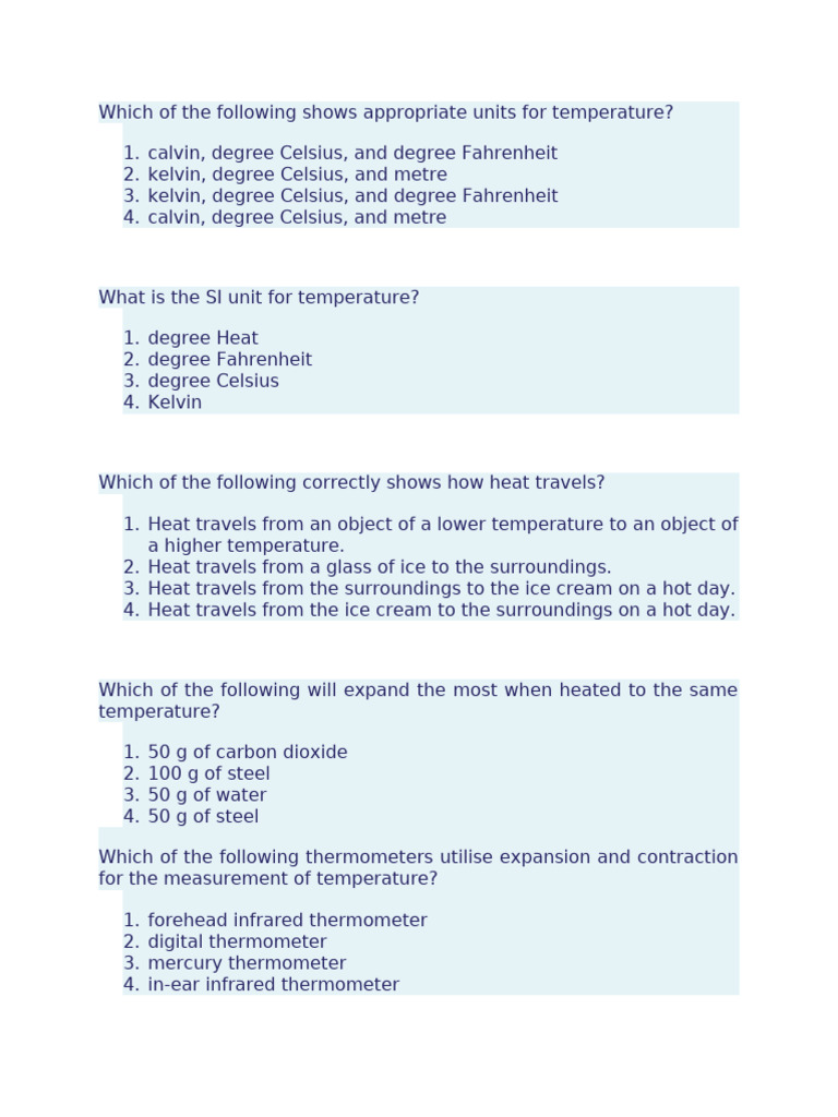 Science Questions - Effects of Heat and Its Transmission | PDF