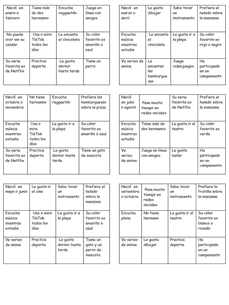 Bingo para Conocerse entre Compañeros | PDF | Color