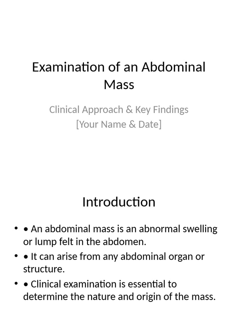 Clinical Guide to Abdominal Masses | PDF