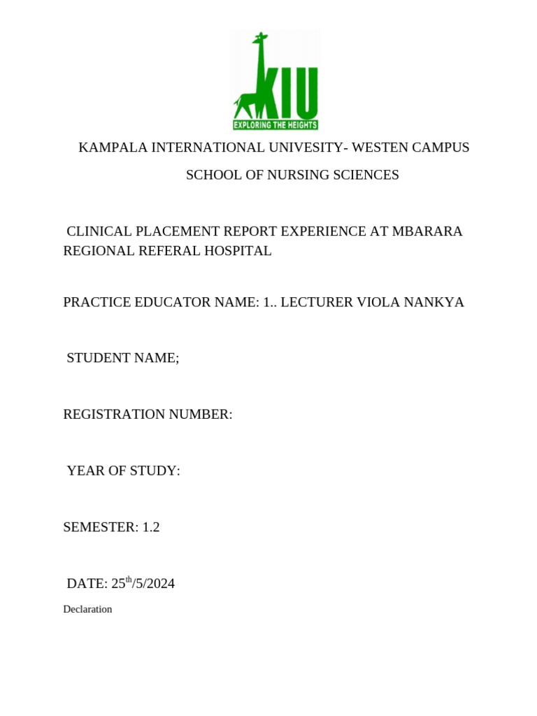 CLINICAL PLACEMENT REORT FORMAT | PDF