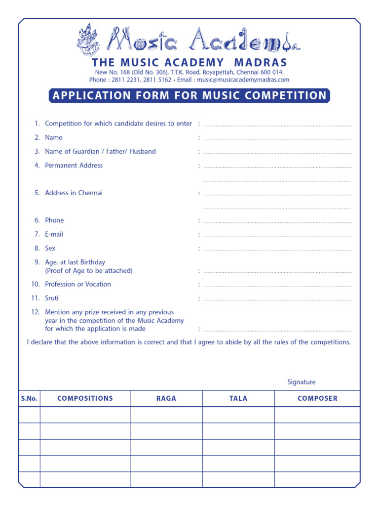 MA Music Competition Form | PDF