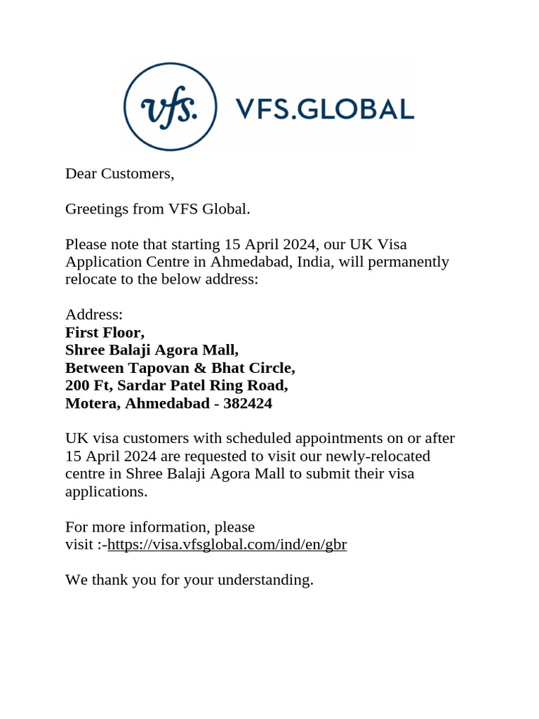 VFS Address Change | PDF