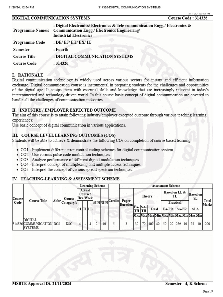 314326-Digital Communication Systems 281124 | PDF | Modulation | Error Detection And Correction