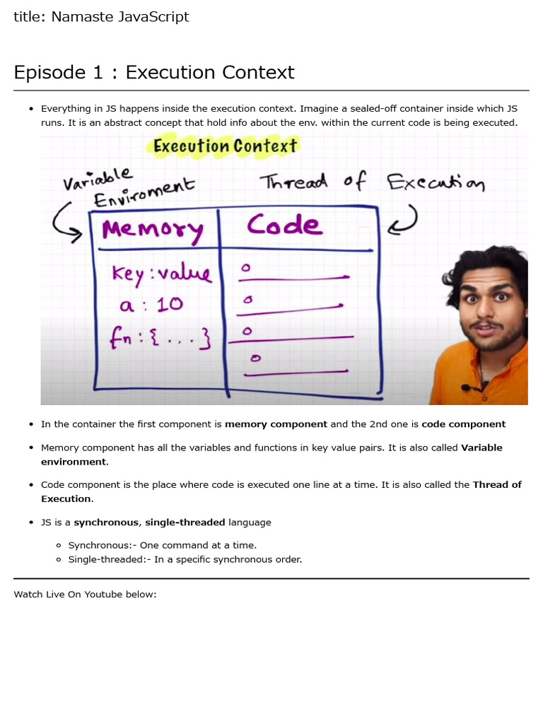 Namaste Javascript Notes | PDF | Scope (Computer Science) | Variable ...