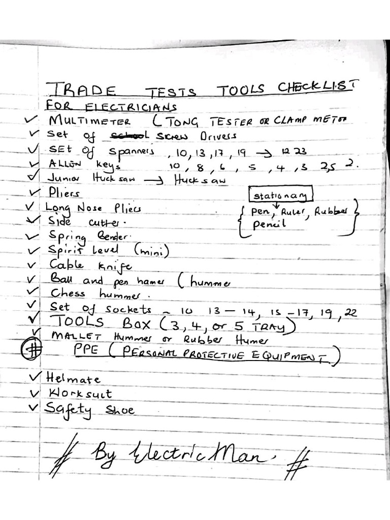 Electrician Trade Tests Tools | PDF