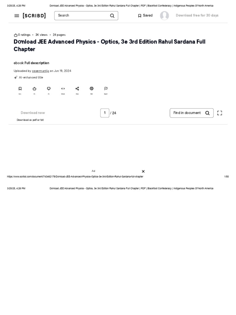 D Nload JEE Advanced Physics - Optics, 3e 3rd Edition Rahul Sardana ...