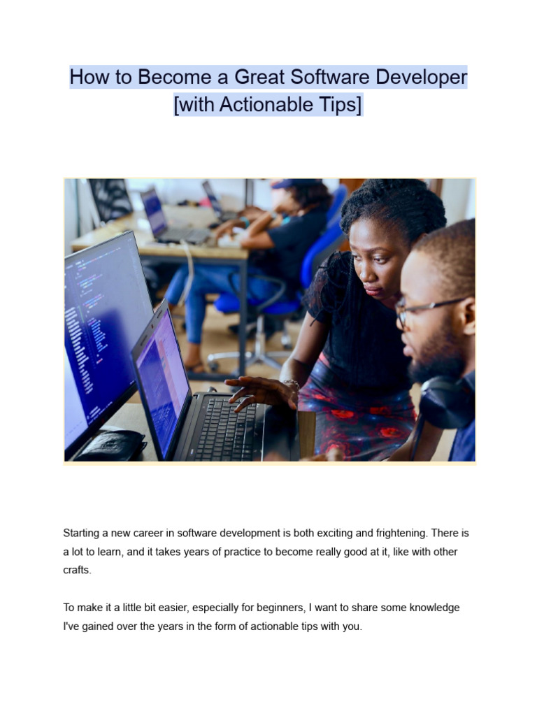 Become Great Software Developer | PDF | Mentorship | Cognition