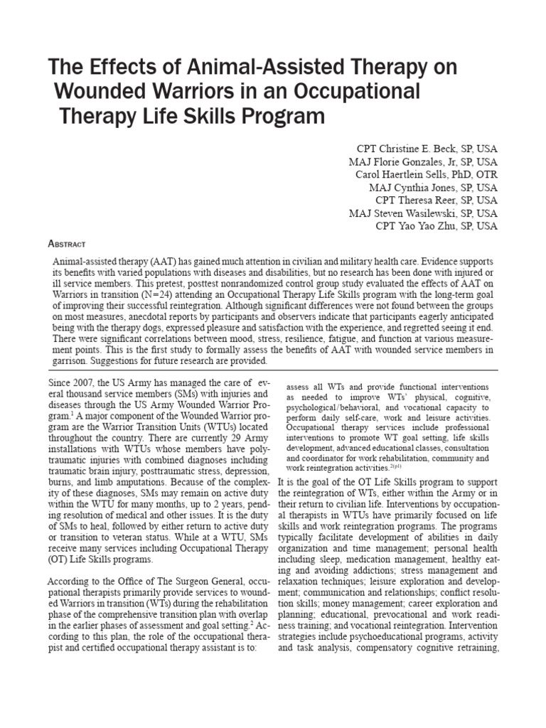 Effects of AAT On Wonded Warriors in OT PDF | PDF | Occupational ...