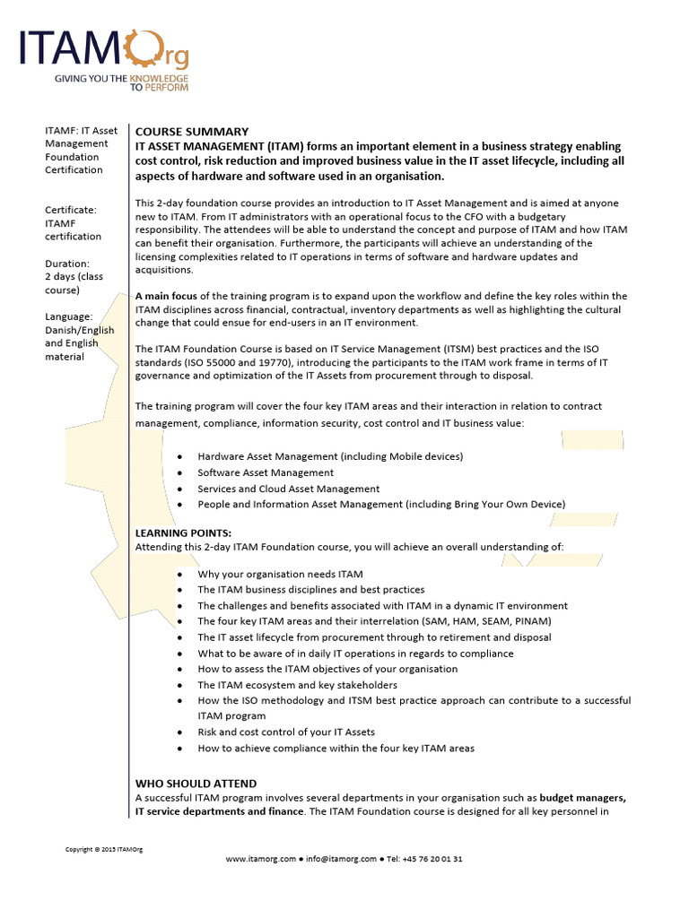 ITAM Foundation Certification Course | PDF | Asset Management | Procurement