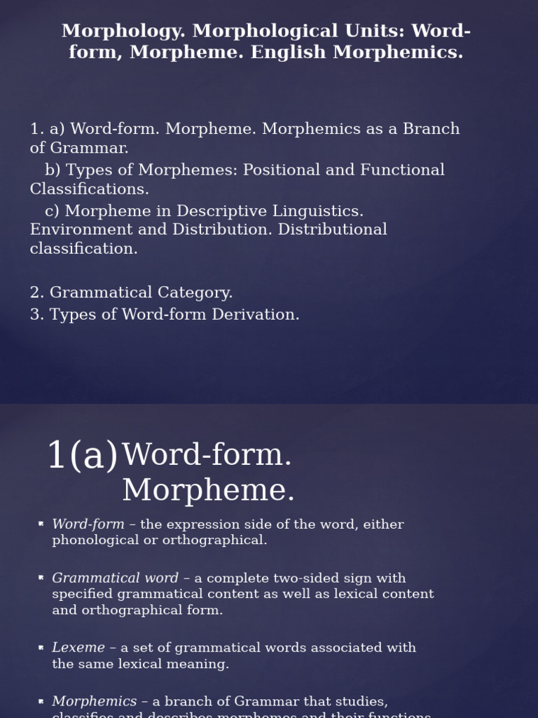 Morphological Types in English Grammar | PDF | Morphology (Linguistics) | Word