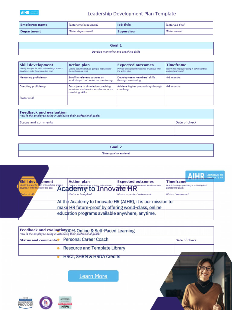 Leadership Development Plan Template | PDF | Mentorship | Leadership