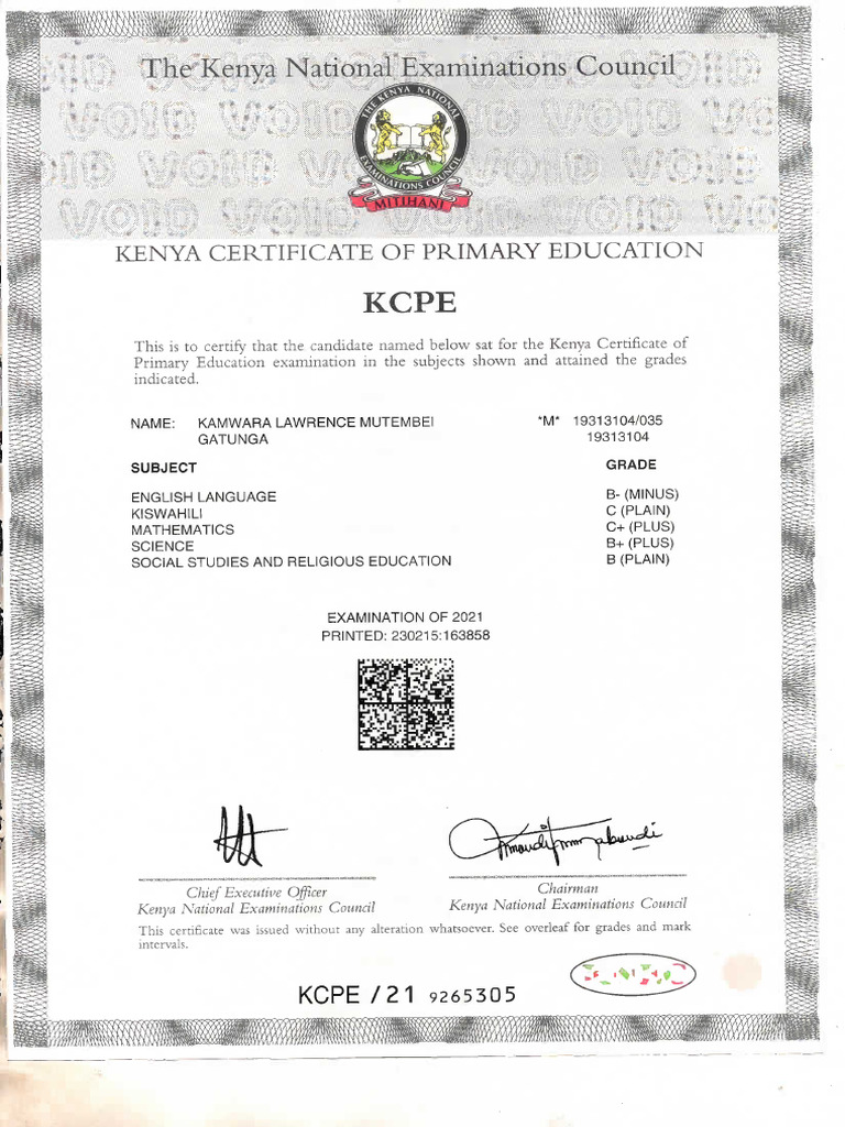 Mutembei Certs | PDF