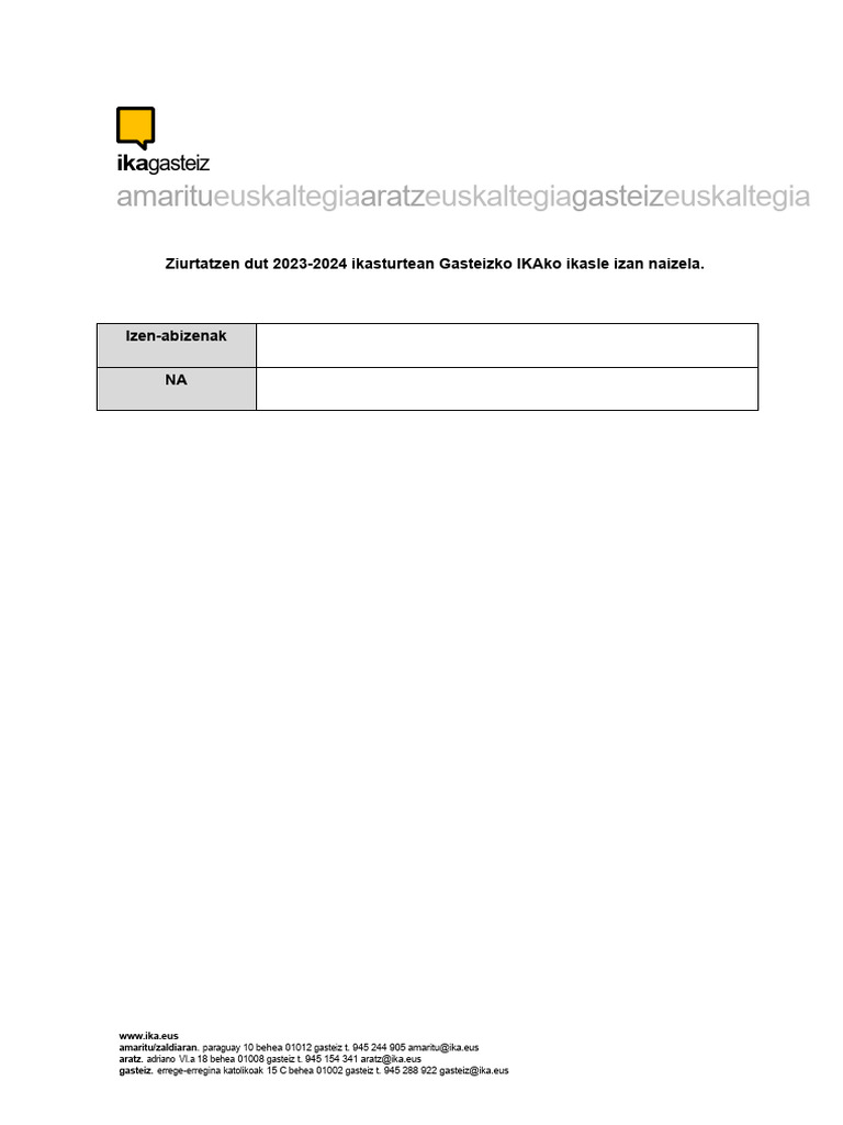 Ziurtagiria Euskaltegian-Ikasi | PDF