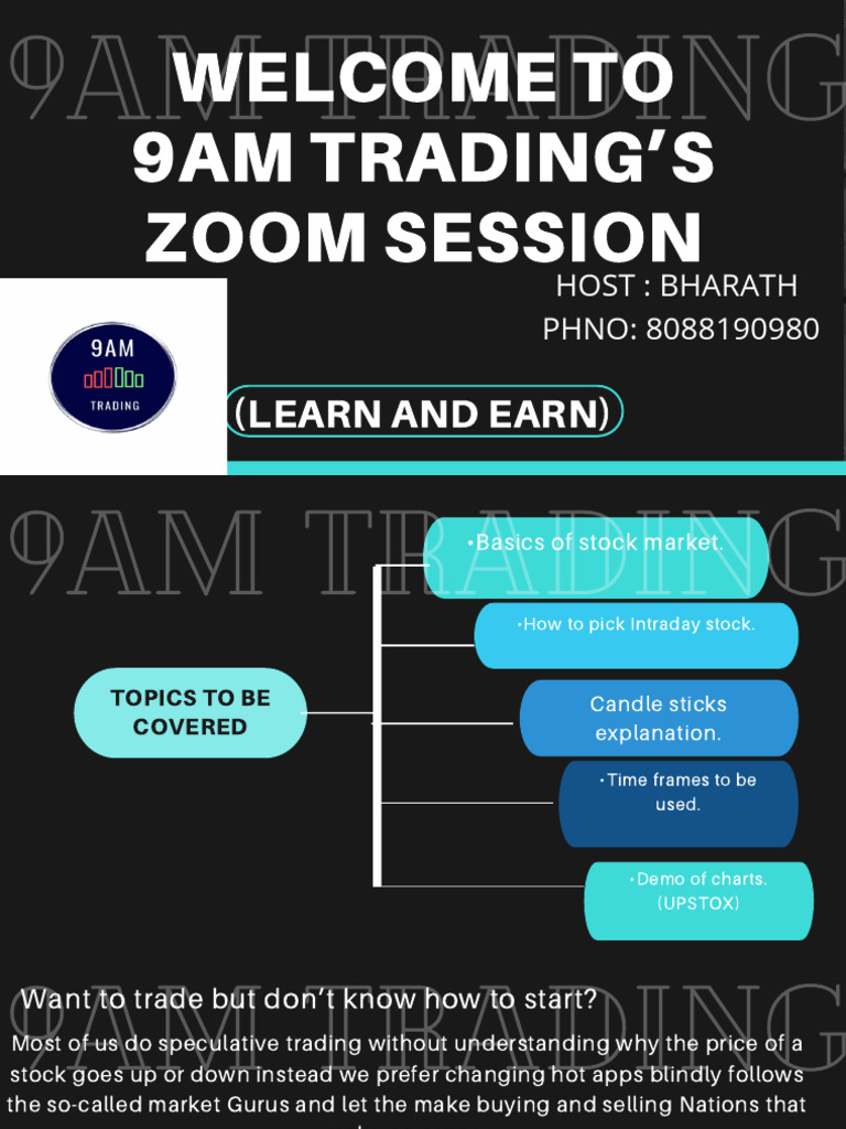 Welcome To 9AM TRADING's Zoom Session | PDF | Day Trading | Stocks