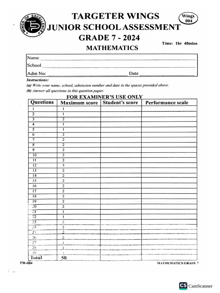 G7-MATHEMATICS T4 | PDF