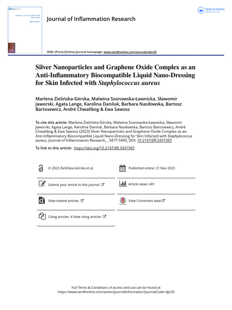 Silver Nanoparticles and Graphene Oxide Complex As An Anti-In Ammatory ...
