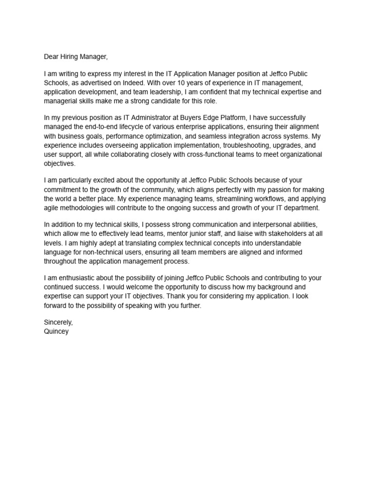 Jeffco Cover Letter | PDF