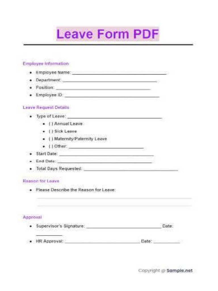 Leave Form PDF | PDF