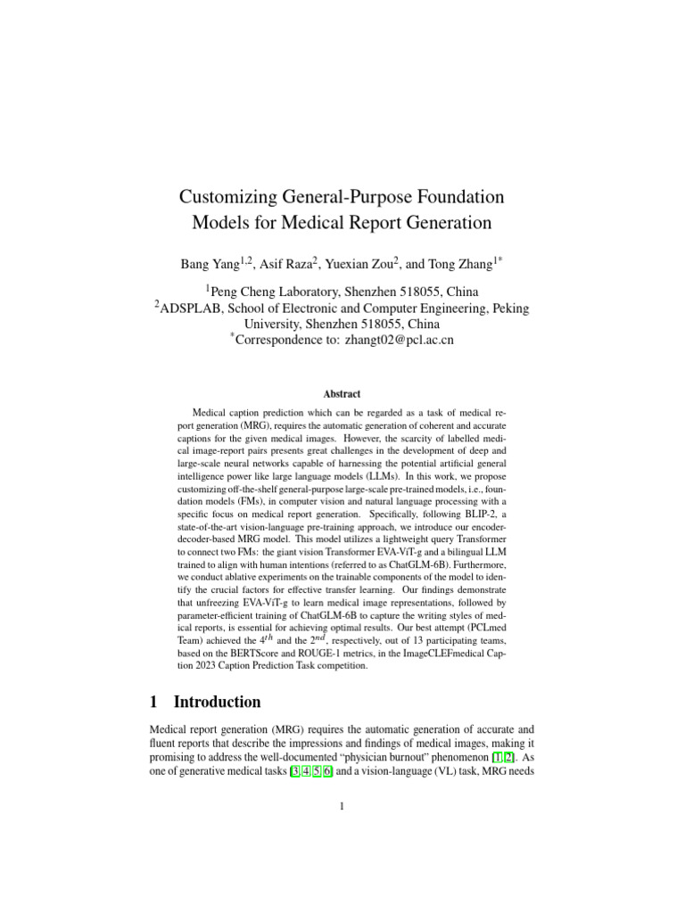 Customizing General-Purpose Foundation Models For Medical Report ...